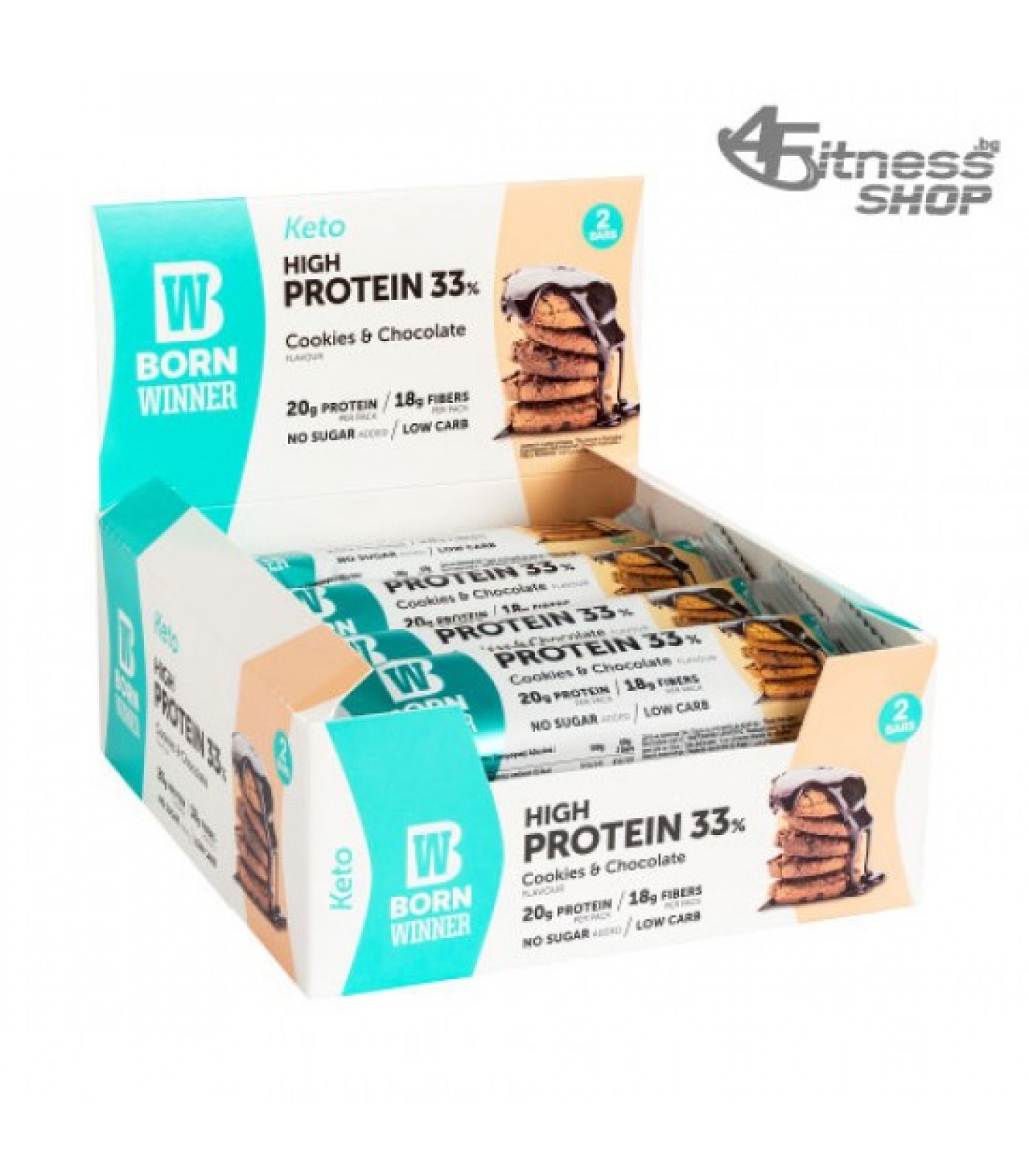 BORN WINNER Keto High Protein bar 33% Cookies & Chocolate 12x60 гр