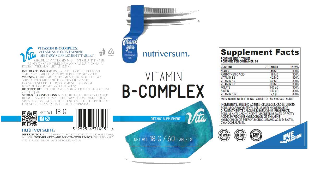 Nutriversum - Vitamin B-Complex / 60 tabs.