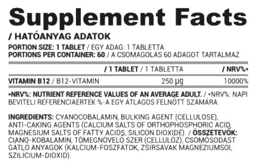 Nutriversum - Vitamin B12 250 mcg | Cyancobalamin / 60 tabs.