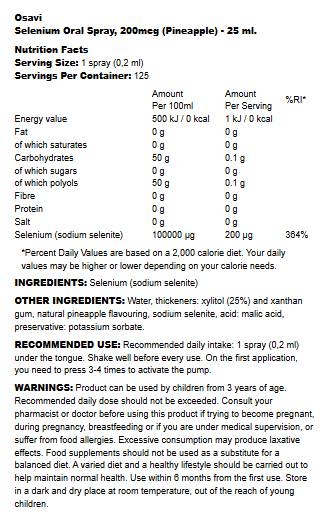 Osavi - Selenium Oral Spray 200 mcg / 26 мл