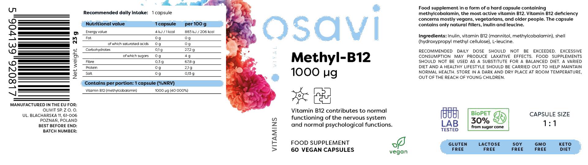 Osavi - Methyl B-12 1000 mcg / 60 капсули
